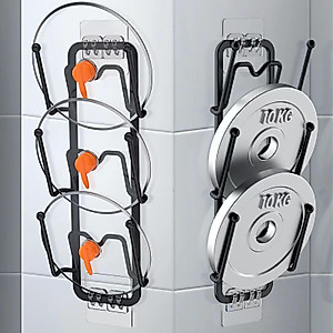 iHysuun 2 Pack Pot Lid Organizer, Pot Lid Holders for Kitchen Cabinet, Self-Adhesive/Drilling Pot Cover Holder Rack Wall/Door Mounted, 6-Tier Pots and Pans Top Organizer for Cabinet Door, Black