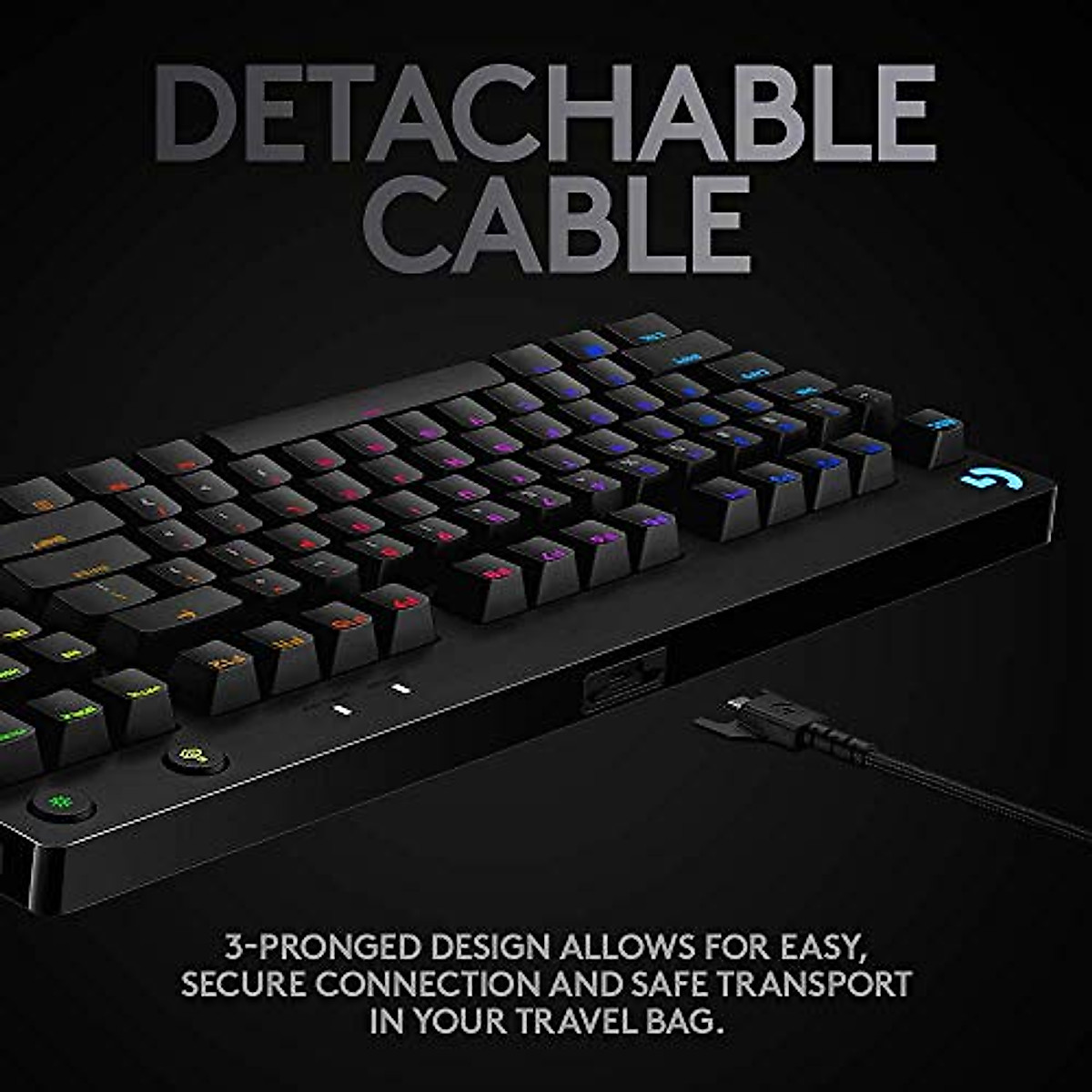 Logitech G Pro Mechanical Gaming Keyboard Qwertz, Ultraportable Design Without Numeric Keypad, Removable Micro USB Cable, Backlit Keys, Black