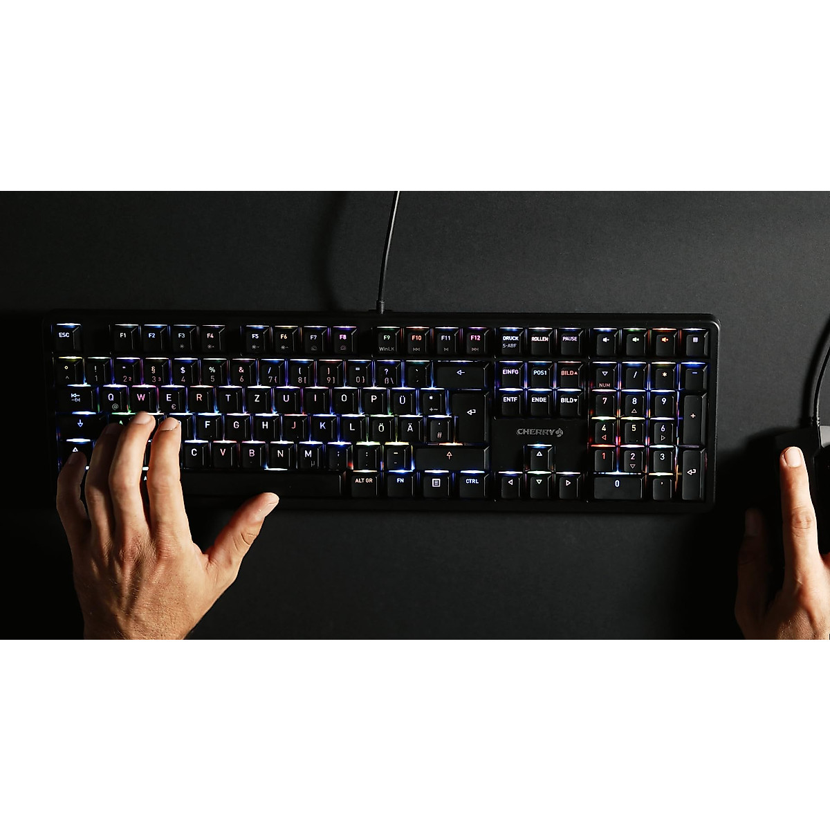 Cherry MX RGB Mechanical Keyboard with MX Red Silent Gold-Crosspoint Key switches for typists, Programmers, Creator, Coder, Work in The Office or at Home G80-3000N RGB (Full Size)