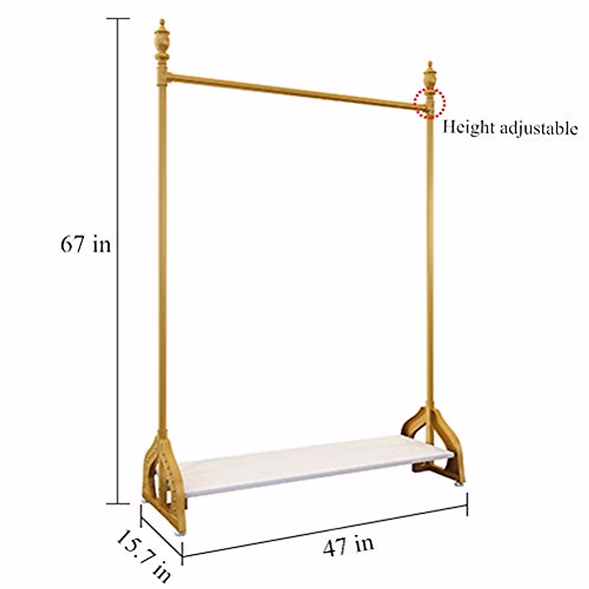 FONECHIN Clothing Display Rack Garment Rack with Bottom Shelf Heavy Duty Clothes Rack Retail Hanging Rack Closet Organizer for Boutique Gold 47"