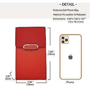 Aovtero Small Cell Phone Crossbody Purse for Women Mini Shoulder Handbag Wallet with Credit Card Slots (Red)