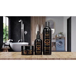 BLACK N MANLY Beard Wash, 2 n 1, Shampoo & Conditioner, Cleans, Shines, Fresh Cologne Scented, Biotin, Collagen, 8 fl oz, By, C-lim, oil, butter,1 Pack