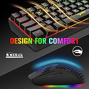 L500 Wireless Gaming Keyboard and Mouse Combo, 2200mAh Mini 61 Keys Mechanical Feeling Keyboard with Bluetooth 5.1&2.4G Wireless Dual Modes,RGB Backlit Wireless Lightweight Gaming Mouse for PC/Gamer