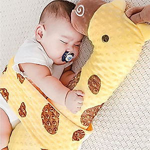 JIAHG Baby Side Sleep Pillow Multi-Functional Non Milk Regurgitation Newborn Soothing Exhaust Pillow Accompany Sleeping Hug Pillow for Infants Age 0-1 Year Comfy Bedding Bolster with Fixing Belt