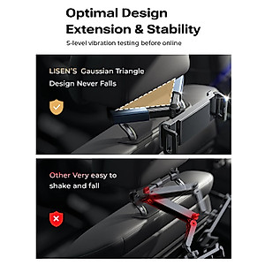 LISEN Tablet iPad Holder for Car Mount Headrest Must Have, iPad Car Holder Back Seat Travel Accessories Long Road Trip Essentials for Kids Adults Fits All 4.7-12.9" Devices & Headrest Rod