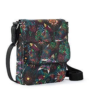 Sakroots On The Go Small Flap Messenger in Eco Twill, Adjustable Crossbody Strap, Rainbow Seascape