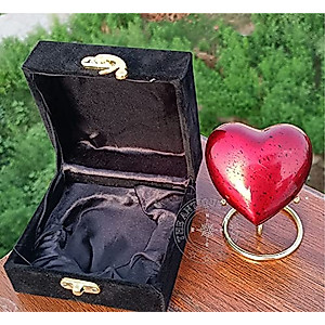 Red Urn Keepsake Mini Heart Cremation Urn with Premium Box & Stand - for Your Loved One Baby Girl & Boy - Small Red Heart Urn for Human Ashes - Perfect Urn for Adults & Infants Valentine Day Gift