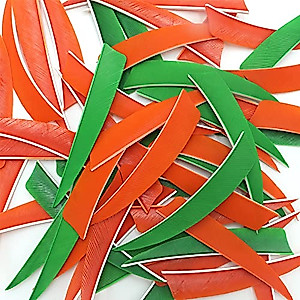 Obert Archery Feathers 4inch (60Pack) Hunting Arrows Fletching Fletches Right Wing 4" Shield Cut Orange Green