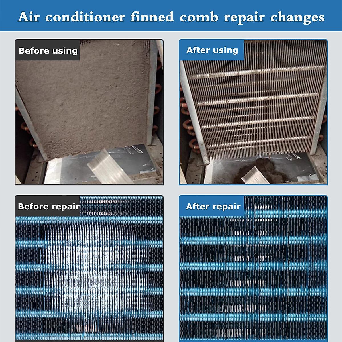 Yishem 7 Pcs Air Conditioner Fin Cleaner Set Air Conditioner Condenser Fin Comb Straightener Comb Fin Cleaning Brush Refrigerator Coil Cleaning Whisk Brush Metal Fin Evaporator Radiator Repair Tool