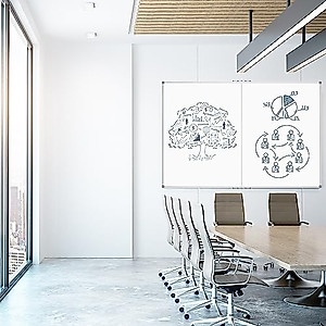 Lockways Large Magnetic 60" x 40" Dry Erase Board, Foldable Wall Mounted Whiteboard| White Board with Pen Tray for Business,Team,Home Office,Home Education