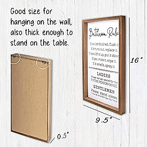 VILIGHT Bathroom Rules Sign House Warming Gifts for New Home - Farmhouse Toilet Decorations Restroom Wall Decor - Vertical 16x9.5 Inches