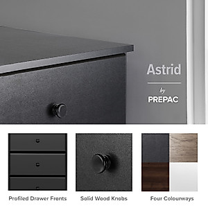 Prepac Astrid 4 Drawer Dresser for Bedroom, Chest of Drawers, Bedroom Furniture, Clothes Storage and Organizer, 18.25" D x 30" W x 34" H, Black, BDBR-0401-1