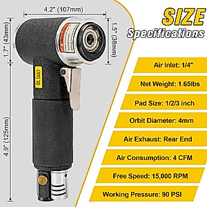 Mini Air Sander 1/2/3 Inch Pneumatic Small Orbital Sander for Auto Body Work, Mini Polisher with 45PCS Sanding Discs + 3PCS Backing Pads