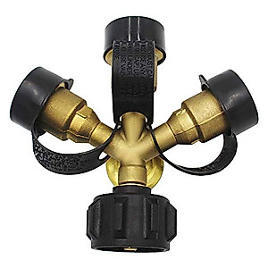 METER STAR Propane Manifold LP Tank Fuel Tee Gauge Adapter Fitting Propane Splitter 3 Way Splitter QCC Connection Cylinder Connector Converter with Leak Detector