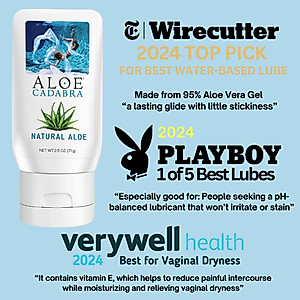 Aloe Cadabra Natural Water Based Personal Lubricant and Vaginal Moisturizer, Organic Aloe Lube, Non-Staining, pH Balanced (Unscented 2.5 Oz, 3 Pack)