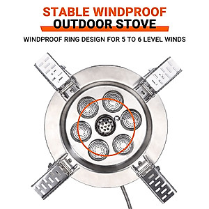 Bulin Camping Gas Stove Burner 18000W Adjustable Ultralight Backpacking Stove Windproof Camp Portable Propane Stove for Camping Hiking Backpack Outdoor, SILVER-18000W (BL_BL100-B18_SILVER-USVC)