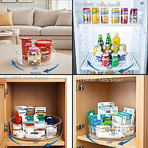 YCLADEC 4 Pack Lazy Susan 11.5" Inch Turntable Organizer Organization Storage Container Bins Spice Rack Cabinet Rotating Condiment for Pantry Countertop Kitchen Vanity Bathroom Jewelry Holder Clear