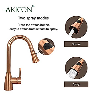 One-Handle Pull-Down Copper Kitchen Faucet - Five Years Warranty Akicon …