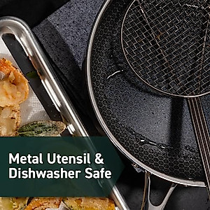 HexClad Hybrid Nonstick 5-Quart Saucepan with Tempered Glass Lid, Stay-Cool Handle, Dishwasher Safe, Induction Ready, Compatible with All Cooktops