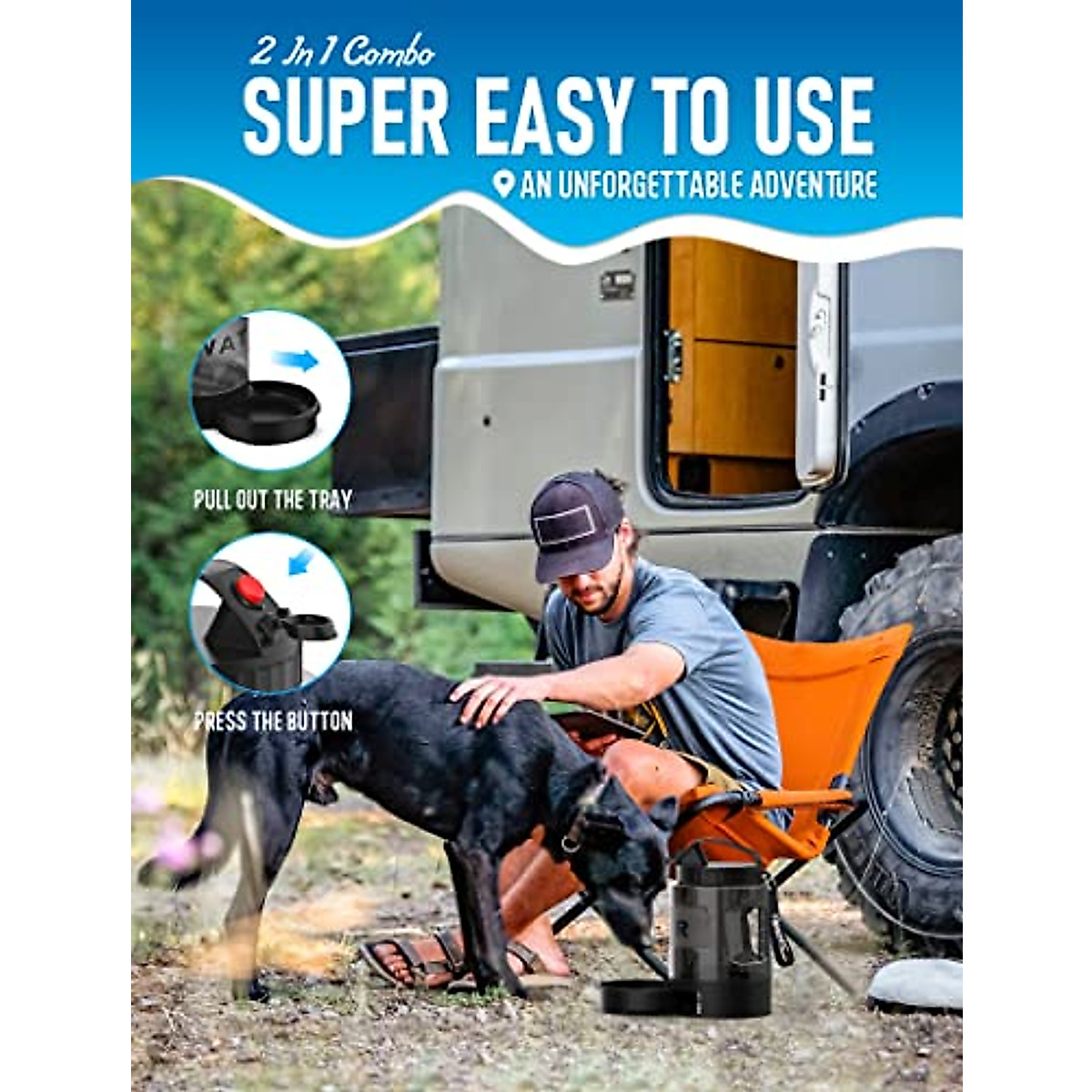 Dog Water Bowl Dispenser,Travel Dog Bowls for Camping Hiking Dog Park, 77OZ Dog Water Dispenser with Pull-Out Travel Water Bowls for Dogs,Dog Travel Water Bowl Dispenser Pet Dog Water Bottle,BPA Free