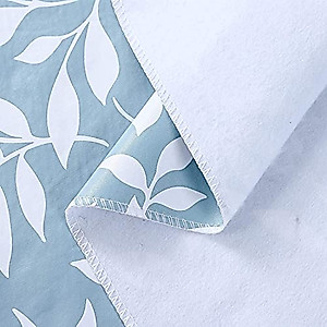 Vinyl Tablecloth with Flannel Backed Waterproof Oil-Proof PVC Table Cloth Wipeable Spill-Proof Plastic Table Cover for Indoor and Outdoor(Blue Leaves, 60 x 84 Inch Rectangle)