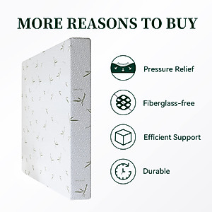 Vyfipt 8 Inch Medium Firm Green Tea Memory Foam Mattress, Cooling Gel Foam, Pressure Relieving, CertiPUR-US Certified, Bed-in-a-Box, White, Twin