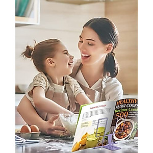 MSDADA 2pc Metal Book Stand for Desk, Adjustable Reading Rest Book Holder, Portable Cookbook Documents Holder, Sturdy Typing Stand for Recipes Textbooks Tablet Music Books with Page Clips (Purple)
