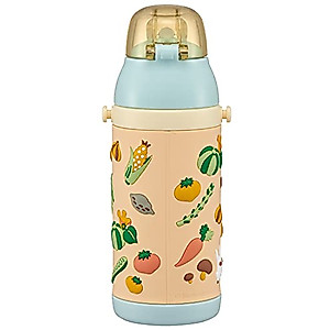 Skater SSPV4_494567 Children's Water Bottle, One Push Straw Bottle, Stainless Steel, 12.8 fl oz (380 ml), Ghibli My Neighbor Totoro, Light Color, Diameter 2.8 x Height 8.1 inches (72 x 206 mm), 3D