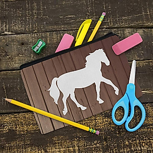 Horse Silhouette Cowboy Western Pencil Pen Organizer Zipper Pouch Case