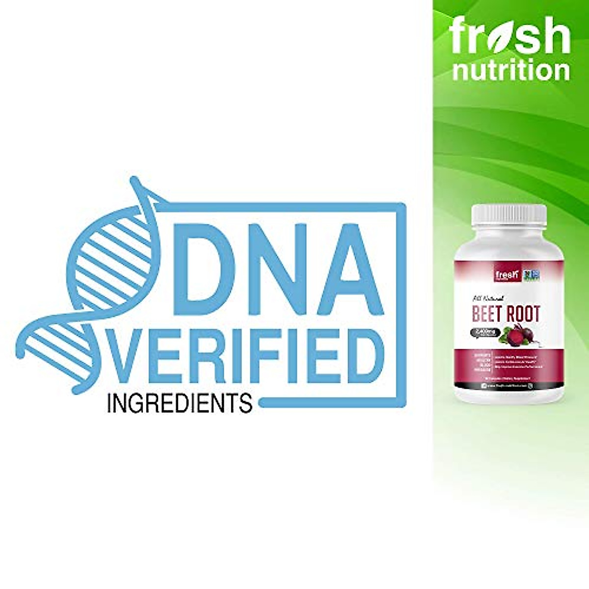 Fresh Nutrition Organic Beet Root Capsules - Strongest DNA Verified 2400mg Per Serving - Vegan Friendly, Non GMO, Gluten and Soy Free