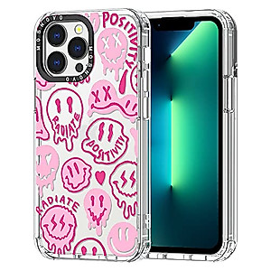 MOSNOVO iPhone 13 Pro Case, Pink Dripping Positivity Radiate Smiles [ Buffertech Impact ] Transparent Shockproof Protective TPU Bumper Clear Phone Case Cover Designed for iPhone 13 Pro 6.1"