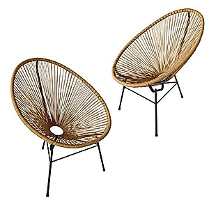 PRIVATE GARDEN Outdoor Indoor Acapulco Chairs Set of 2 Gorgeous Patio Conversation Bistro Set with High Back and Heavy Duty Frame Suitable for Small Space, Balcony, Porch, Garden, Living Room