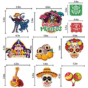 36 Pcs Dia De Los Muertos Decorations banner,NO-DIY Day Of The Dead Decorations Sugar Skull Decorations banner,Dia De Muertos Decorations for Mexican Party Supplies