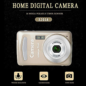 Bibabala Portable Digital Camera, 2.4'' TFT HD Digital Compact Cameras, 16MP Zoom Recording Pocket Camera, Point and Shoot Cameras Mini Camerasfor Kids, Beginners,Teens(Gold)