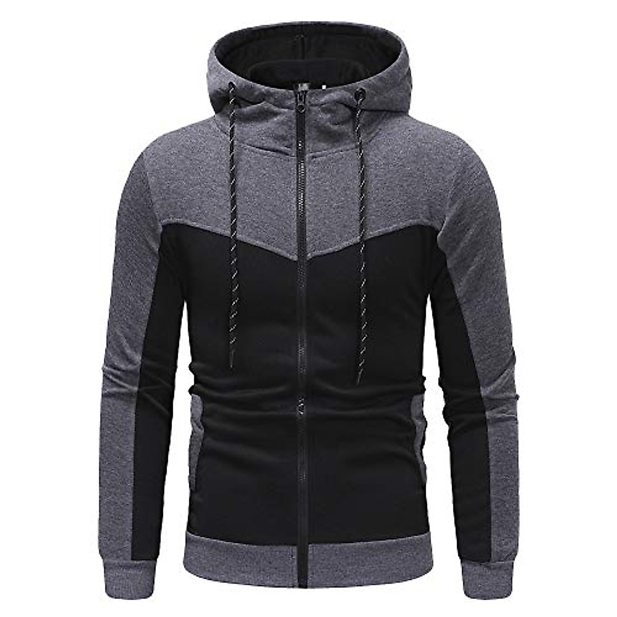 Thenlian Men's Autumn Winter Packwork Sweatshirt Top Pants Sets Sports Suit Tracksuit(XXL, Dark Gray)