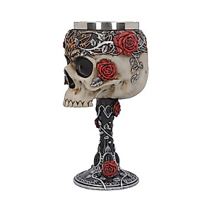 Nemesis Now B4327M8 Gothic Roses Goblet 18cm Black, Resin w/stainless steel insert, One Size