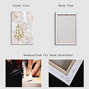 Kas Home 2 Panels Islamic Wall Decor Modern Muslim Rabic Calligraphy Pink Canvas Wall Art Gold Insha Allah Quotes Calligraphy Framed Prints Painting Poster for Home Office (Pink - islamic, 12 x 16 Inch x 2)