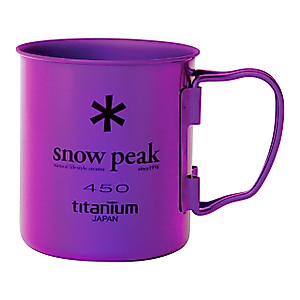 Snow Peak Titanium Single-Wall Cup - Foldable Handles - Camping & Backpacking - 15.2 fl oz - Anodized Blue