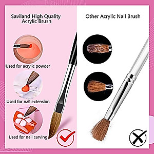 Saviland 5pcs Acrylic Nail Brush for Acrylic Powder Size 4/6/8/10/12 Professional Nail Art Brushes Set Wood Handle Nail Brushes for Acrylic Application Nail Extension Carving