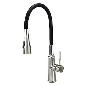 Transolid PF7509A Kitchen/Laundry Faucet with Dual Spray and Flex Neck in Black