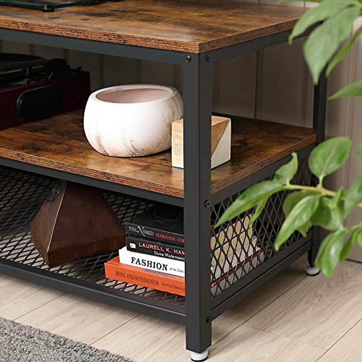 VASAGLE BRYCE TV Stand for TVs up to 43 Inches, Storage Console with Metal Shelf, Easy Assembly and Sturdy Design, Adjustable Feet, 39.4 x 15.7 x 20.3 Inches, Industrial, Rustic Brown ULTV40BX