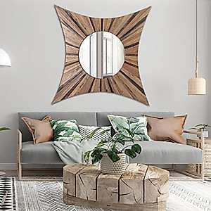 dreamlify Rustic Loon Peak Wall Mirror, Natural Wood Frame Accent Mirror with Beveled Effect, Stylish Decorative Mirrors for Home, 36 x 36