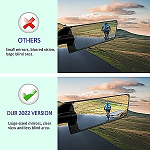 Motorcycle Wind Wing Rear View Side Mirrors, 1 Pair Black Rotating Swivel Stealth Winglets Mirrors Fit for Kawasaki 2005 2006 2007 2008 Ninja ZX6R & Ninja ZX10R 2004-2007