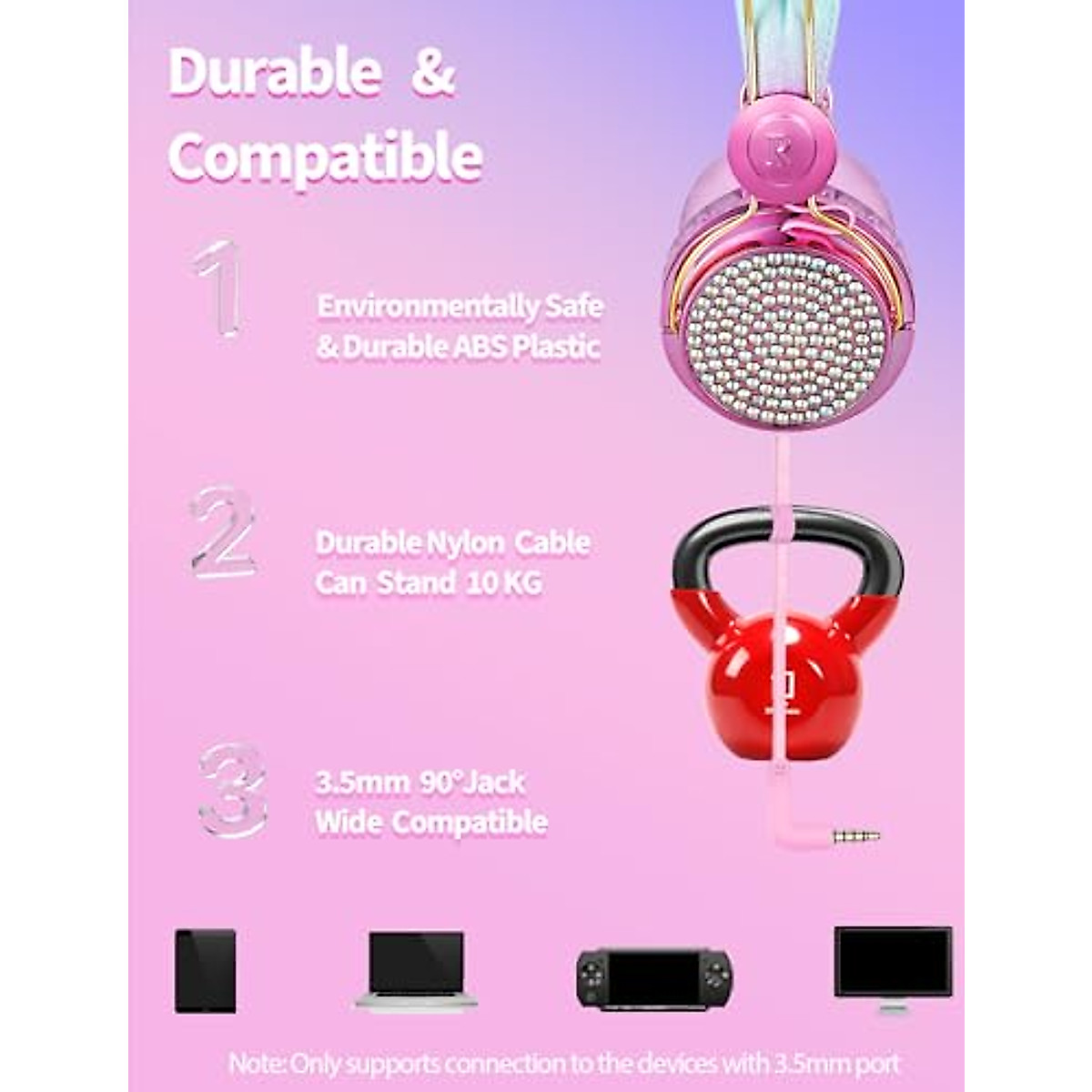 charlxee 𝟐𝟎𝟐𝟑 𝐍𝐞𝐰 Kids Unicorns Headphones with Mic for School/Travel,85dB Volume Limited,Shareport,Unicorns Gifts for Girls,On/Over Ear HD Stereo Wired Headsets with Nylon Cable-Hot Pink