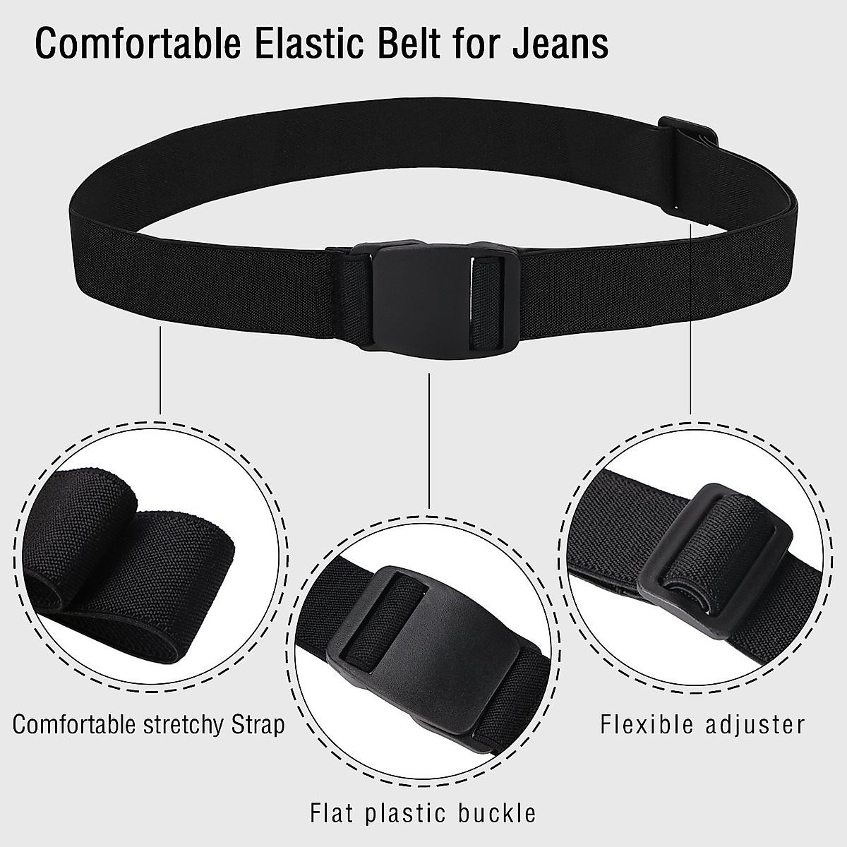 XZQTIVE Men Women No Show Elastic Stretch Belt Invisible Web Belt Quick Release Flat Plastic Buckle