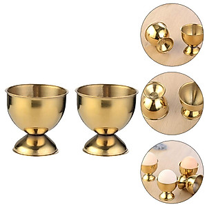 Cabilock 6pcs Egg Cup Egg Tray Stainless Steel Boiled Egg Cups Holder Stand Serving Cup for Egg Dishwasher Safe Gold