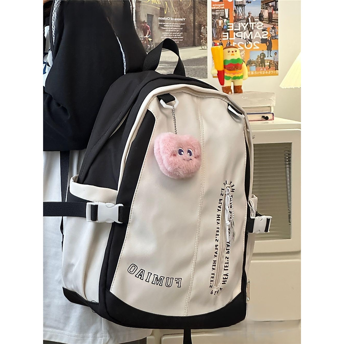 irLocy Y2K Backpack Cute Aesthetic Backpack Preppy Backpack Aesthetic Supplies Cute Kawaii Backpack Y2K Accessories (black)