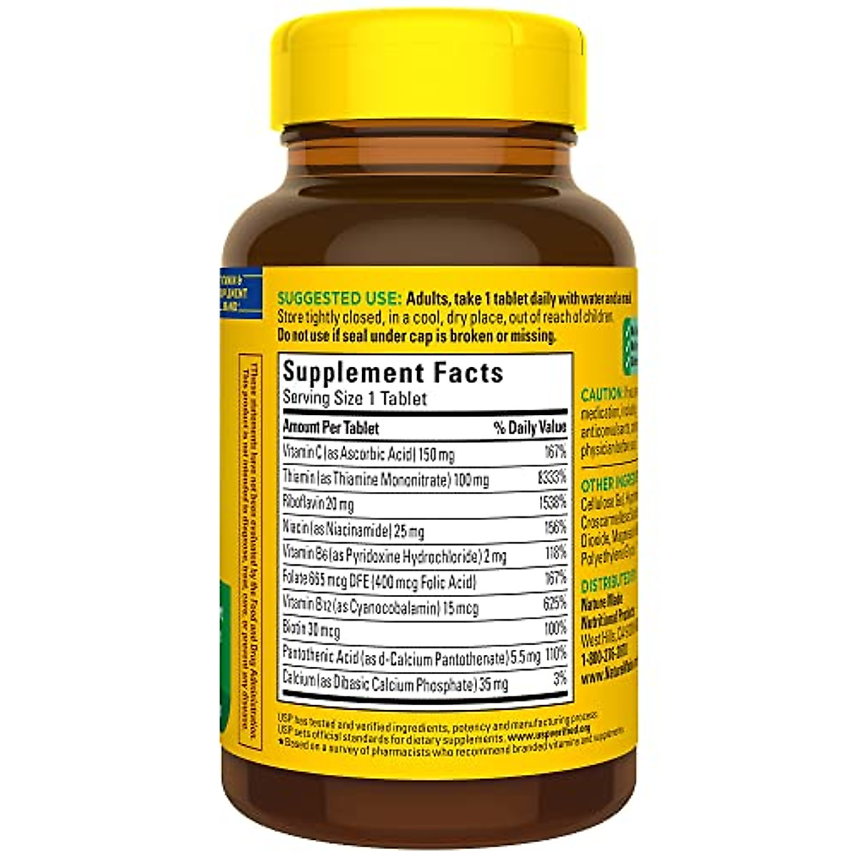 Nature Made Super B Complex with Vitamin C and Folic Acid, Dietary Supplement for Immune Support, 140 Tablets, 140 Day Supply