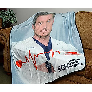Surreal Entertainment Grey's Anatomy McSteamy Plush Fleece Throw Blanket | Super Soft Decorative Cover For Sofa And Bed, Cozy Home Decor Room Essentials | 45 x 60 Inches, Blue, One Size