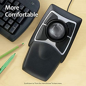 Kensington Expert Trackball Mouse (K64325), Black Silver, 5"W x 5-3/4"D x 2-1/2"H